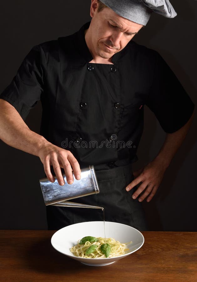 Chef Preparing a Plate of Spaghetti Stock Photo - Image of delicious ...