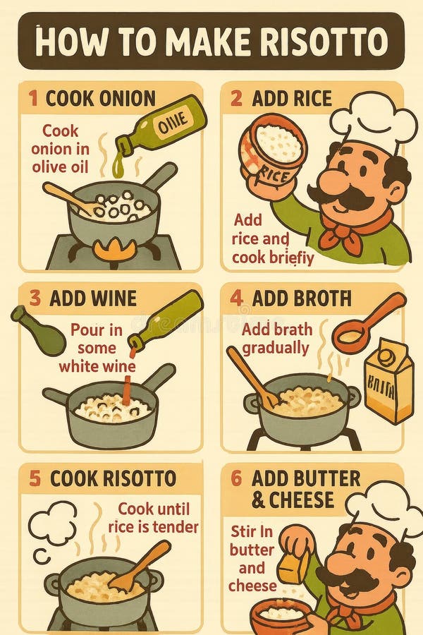 Chef Preparing Risotto Step by Step, Adding Ingredients Stock Image ...