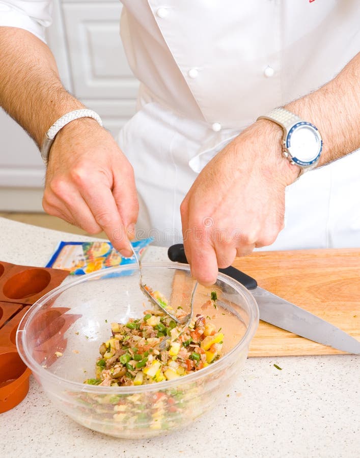 Chef preparing food stock photo. Image of cuisine, dish - 19183338