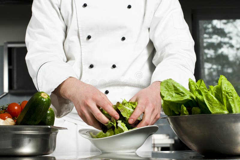 Chef preparing salad stock photo. Image of pleasure, vegetable - 23976604