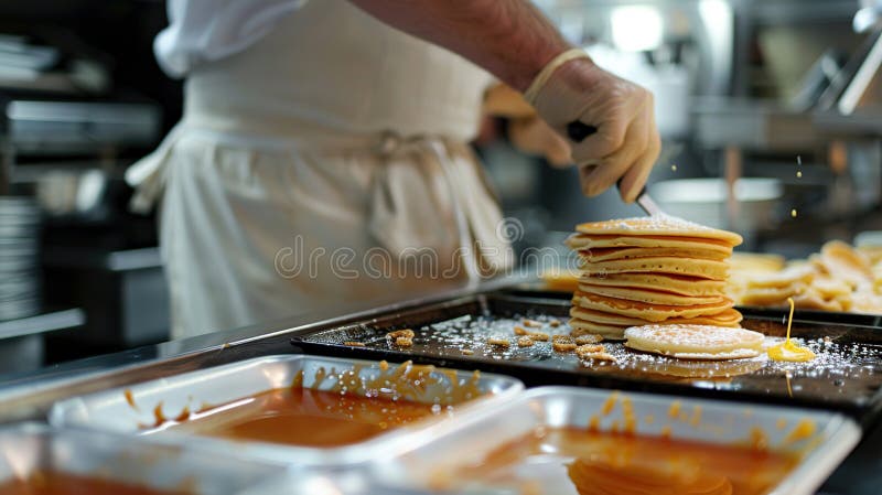 Chef Preparing a Stack of Pancakes Stock Illustration - Illustration of ...
