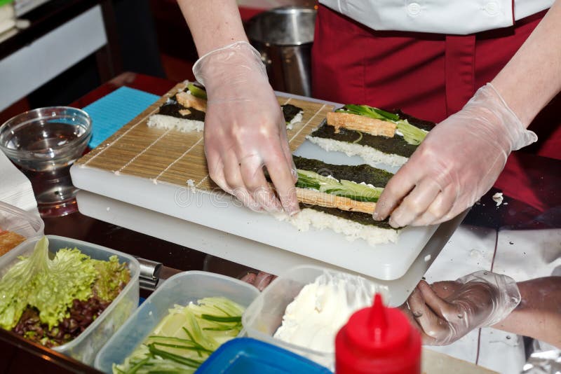 Chef Preparing Sushi-2 stock image. Image of preparing - 1935041