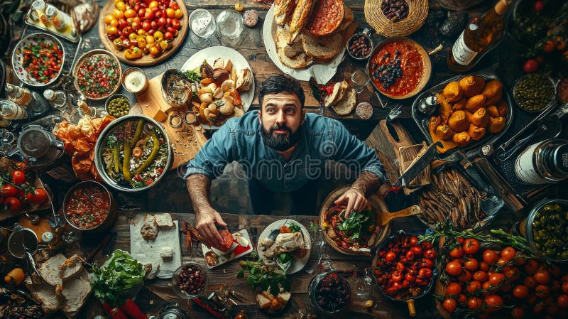 Chef Preparing a Vibrant Mediterranean Feast Stock Image - Image of ...