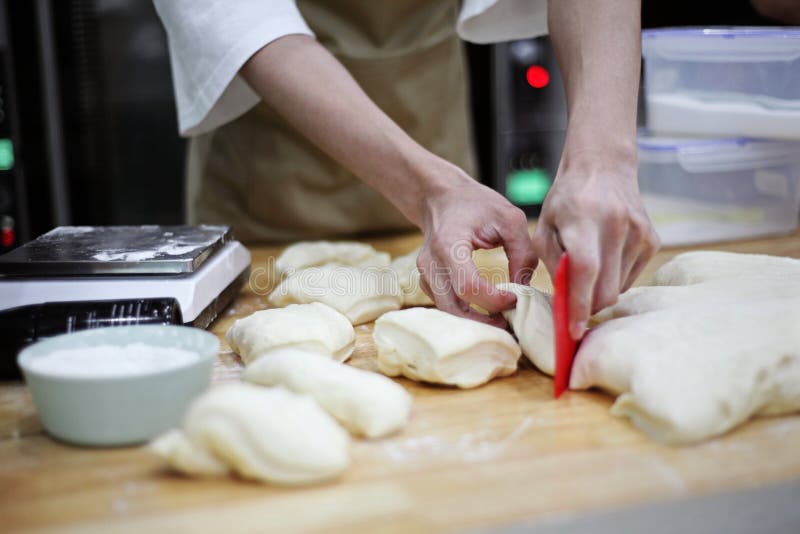 Chef Preparing Bread in Kitchen Stock Photo - Image of chicken, beef ...