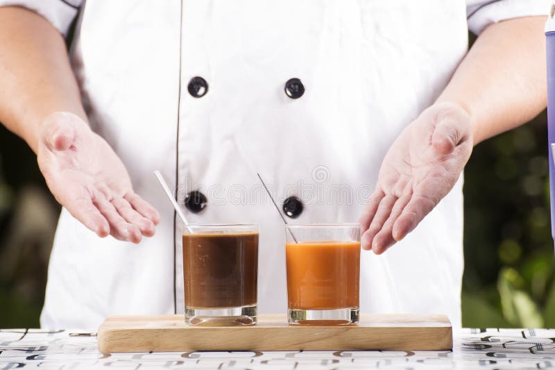Chef Present Glass Thai Tea Coffee Stock Photos - Free & Royalty-Free ...