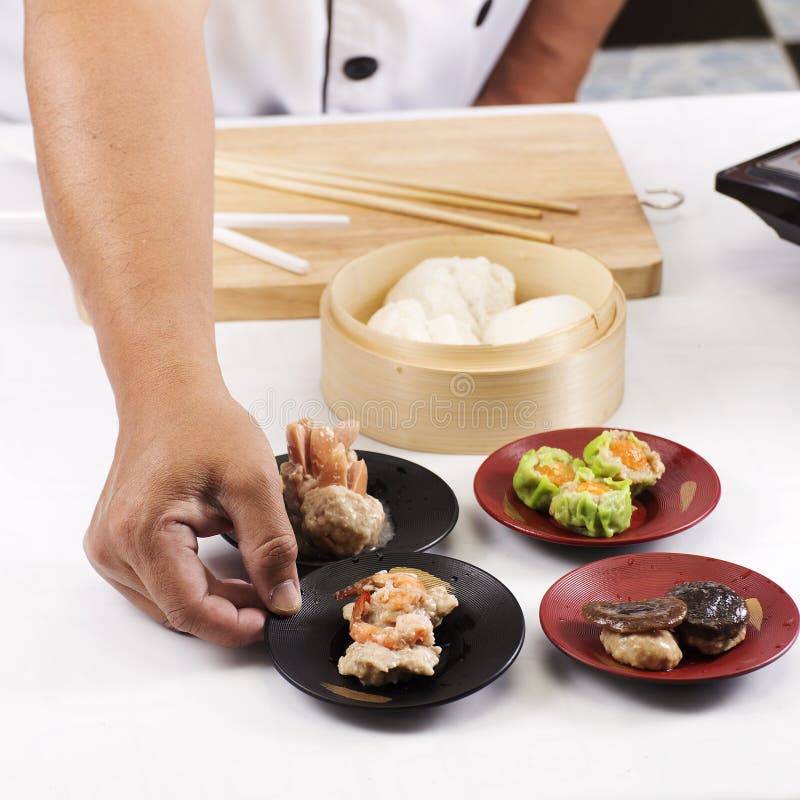 Chef Presented Chinese Dim Sum Stock Image - Image of eating, present ...