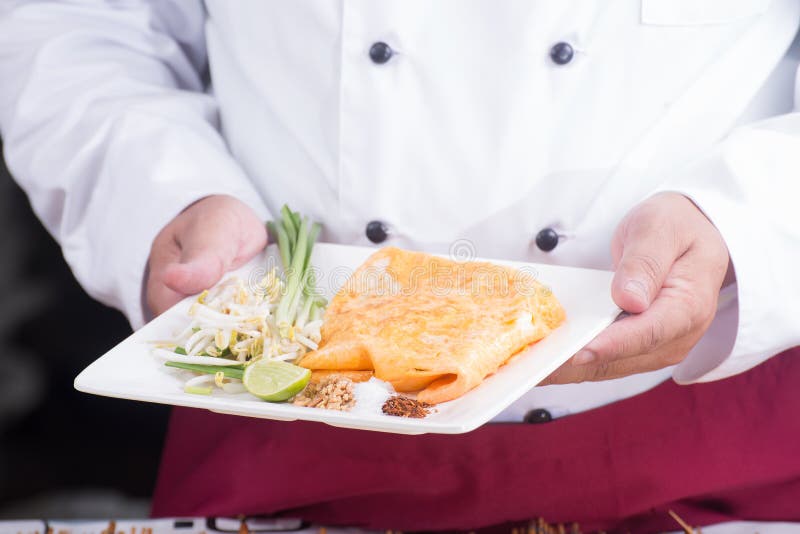 Chef Presented Pad Thai Plate Stock Image - Image of noodles, delicious ...