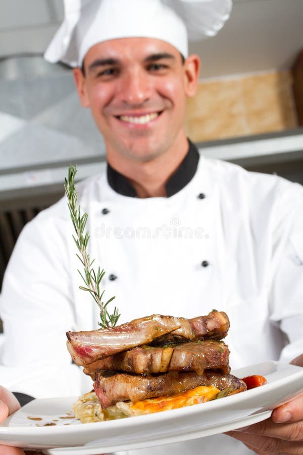 Chef presenting food stock photo. Image of chef, cook - 14985460