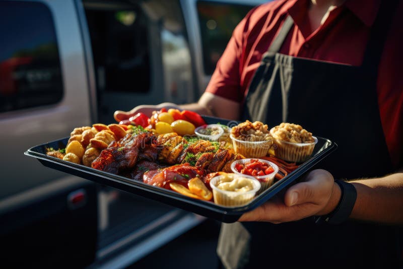 Chef Presenting Food on Tray, Ready To Eat Stock Illustration ...