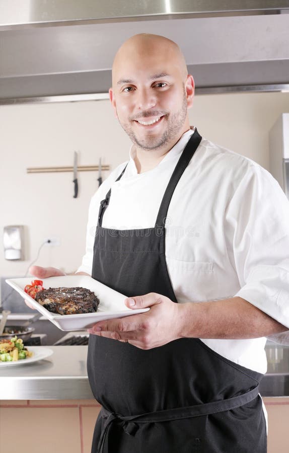 Chef Presenting a Juicy Steak Stock Photo - Image of cookery, cook ...