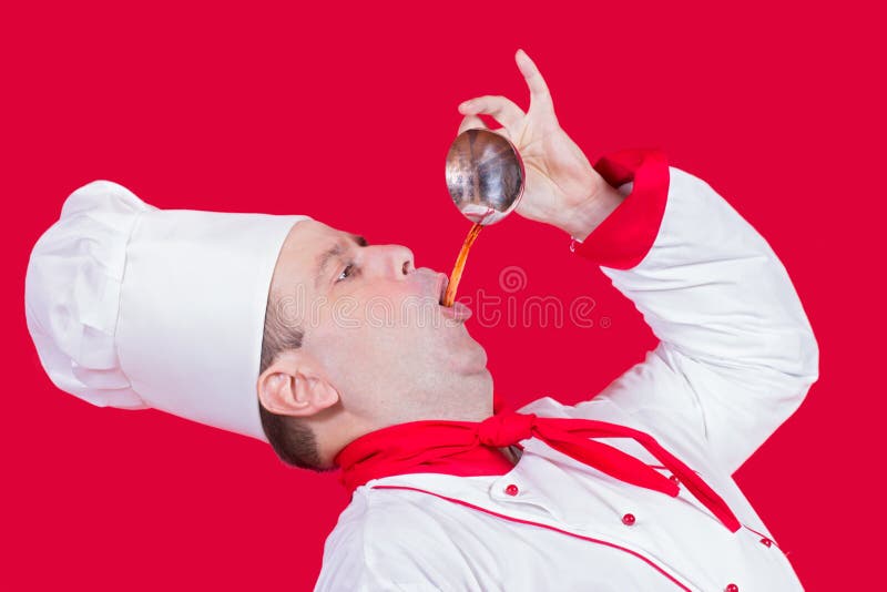 Chef Provando a Comida Da Concha Imagem de Stock - Imagem de coma ...