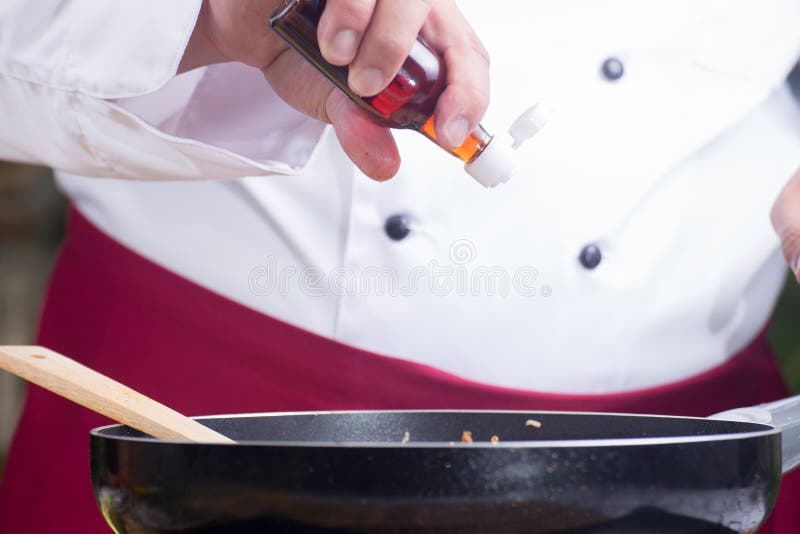 Chef Putting Fish Sauce for Cooking Pad Thai Stock Image - Image of ...