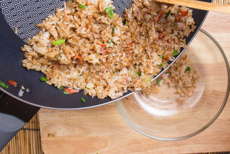 Chef Putting Fried Rice To Cup Stock Image - Image of braised, gourmet ...