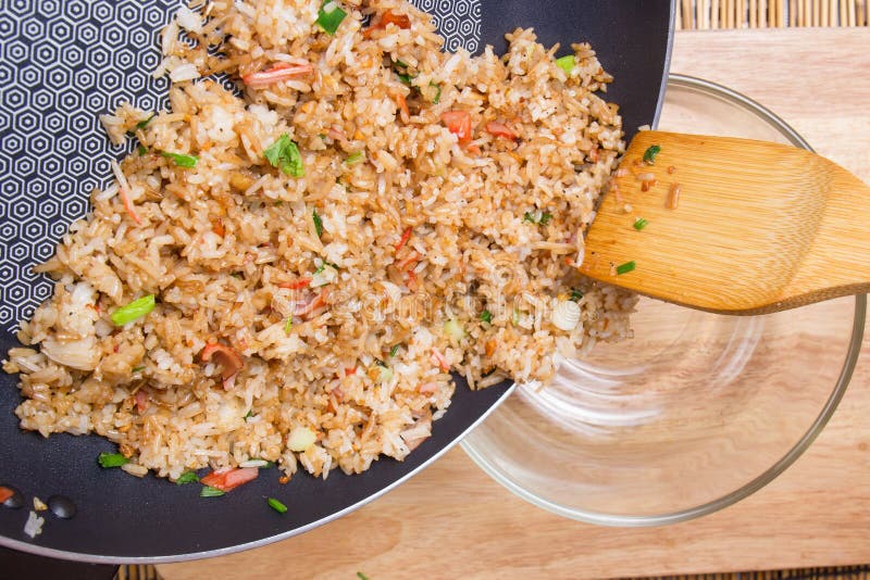Chef Putting Fried Rice To Cup Stock Photo - Image of braised, food ...