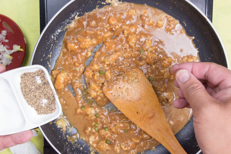 Chef Putting Pepper for Cooking Gravy Stock Photo - Image of pepper ...