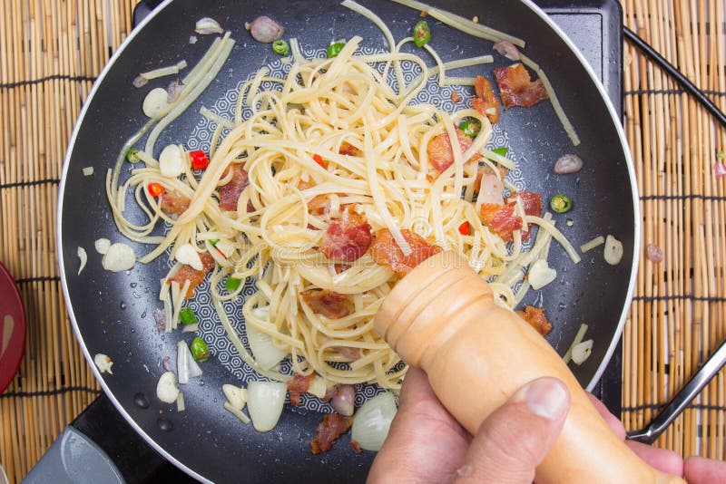 Chef Putting Pepper for Cooking Stock Photo - Image of pattern ...