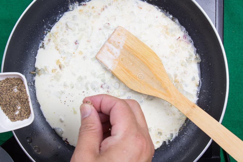 Chef Putting Pepper To the Pan Stock Photo - Image of plate, menu: 78557876