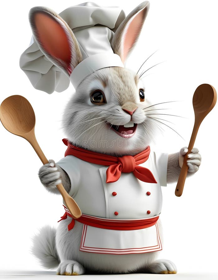 Chef Rabbit in the Kitchen Generative AI Stock Illustration ...