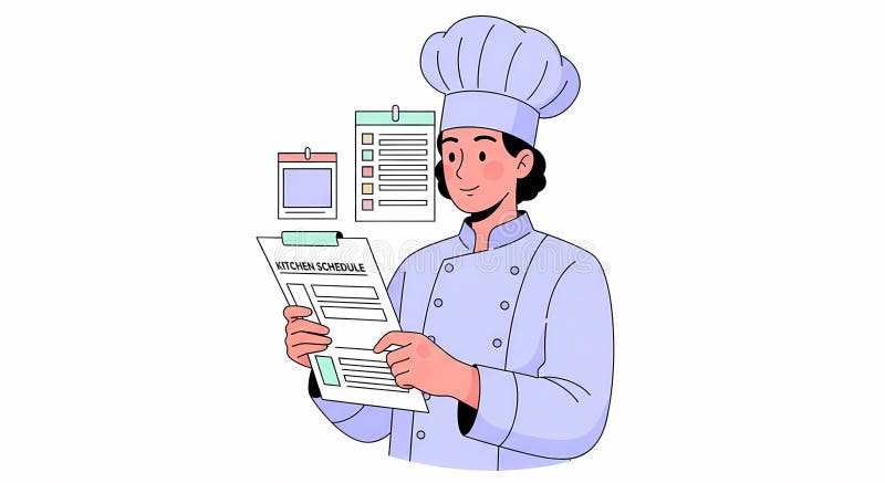Chef Reading the Kitchen Schedule for Restaurant Staffing Efficiency ...