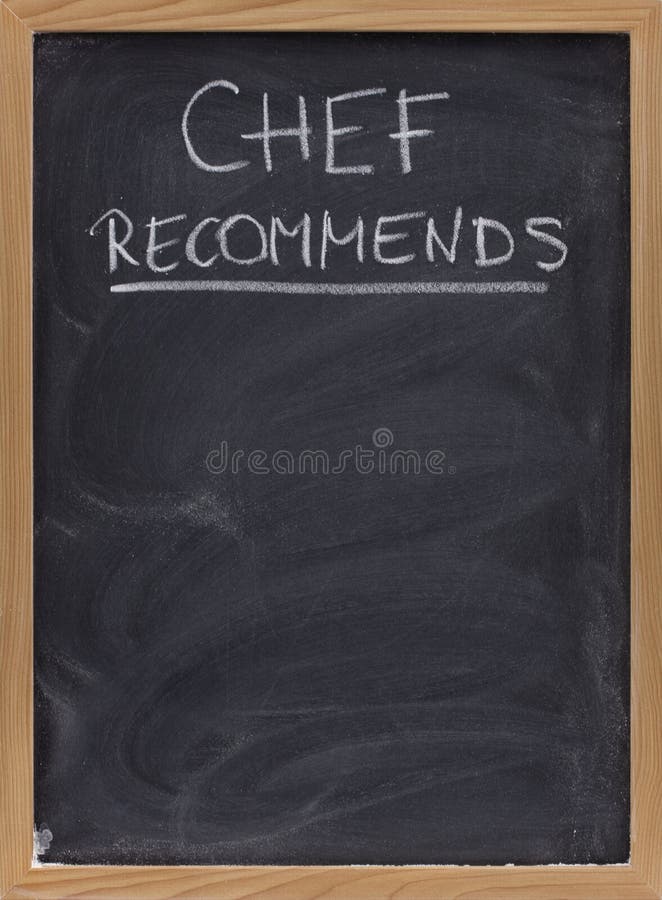 Chef Recommends Advertisement on Blackboard Stock Image - Image of ...