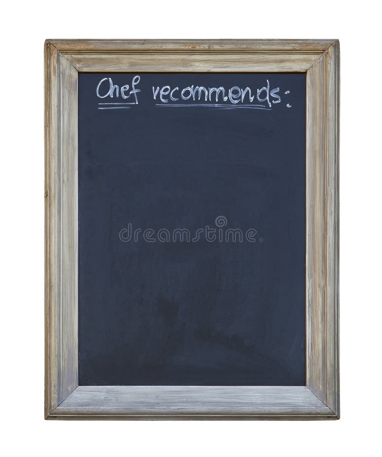 Chef recommends chalkboard stock image. Image of board - 31596459