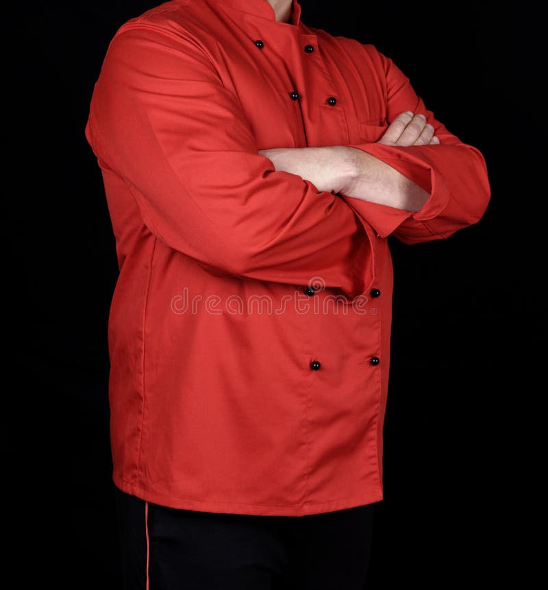 Chef in Red Uniform and Black Pants Stock Photo - Image of professional ...