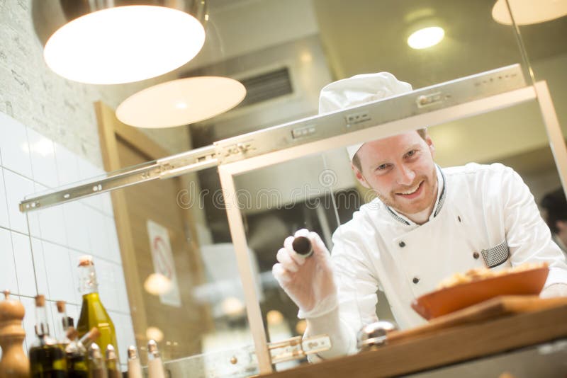 Chef in the restaurant stock photo. Image of caucasian - 64812928