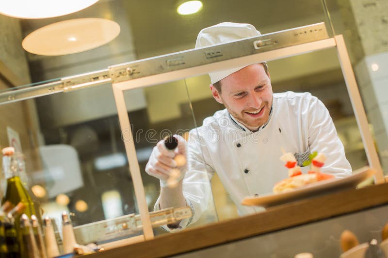 Chef in the restaurant stock image. Image of chef, food - 50218943