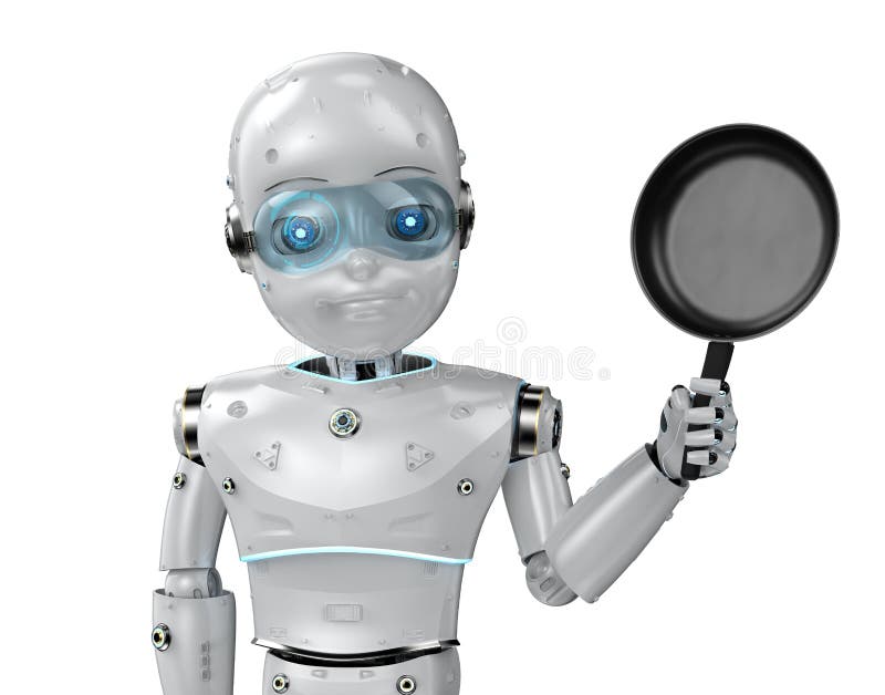 Chef Robot Cooking in Kitchen Stock Illustration - Illustration of cook ...