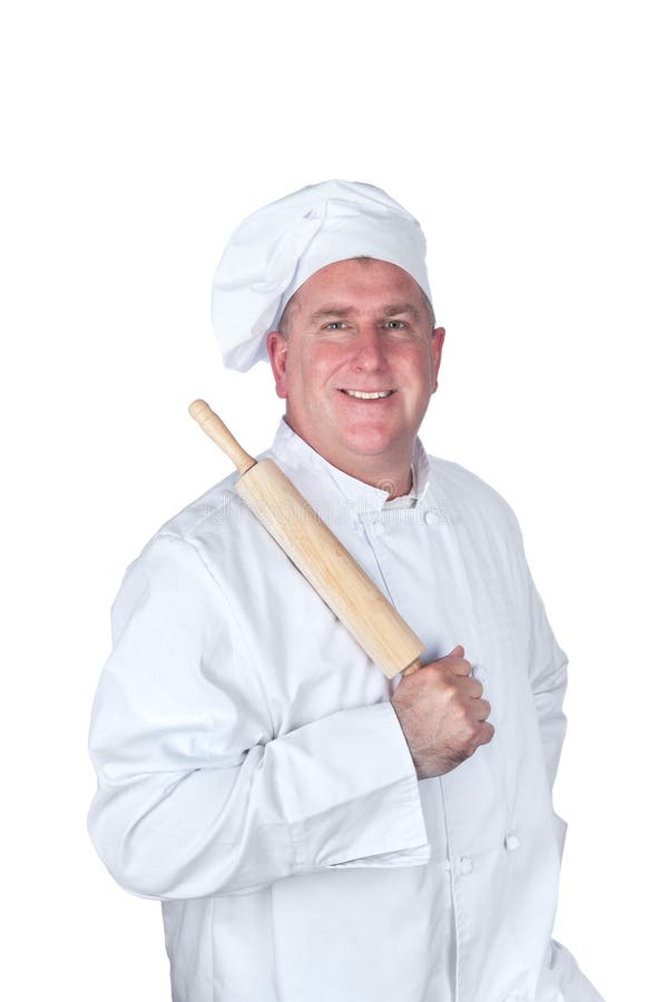 Chef with rolling pin stock photo. Image of isolated - 17809112