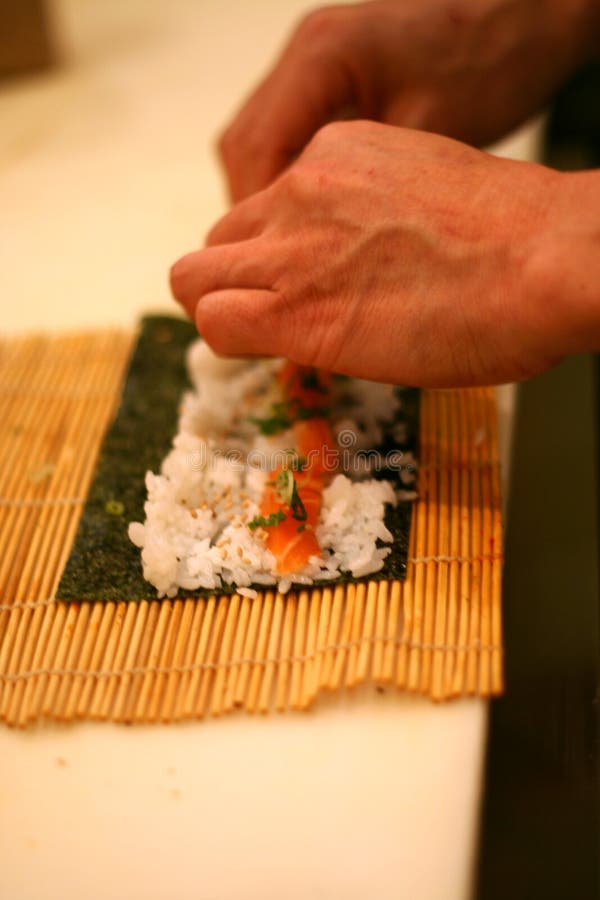 Chef Rolling Sushi Roll stock image. Image of asian, work - 2513431