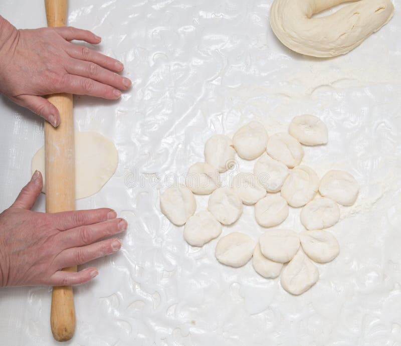 Chef rolls the dough stock image. Image of bakery, wood - 106071939