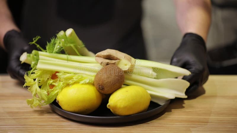 Chef Rotating Plate with Vegetables Stock Video - Video of rotate ...