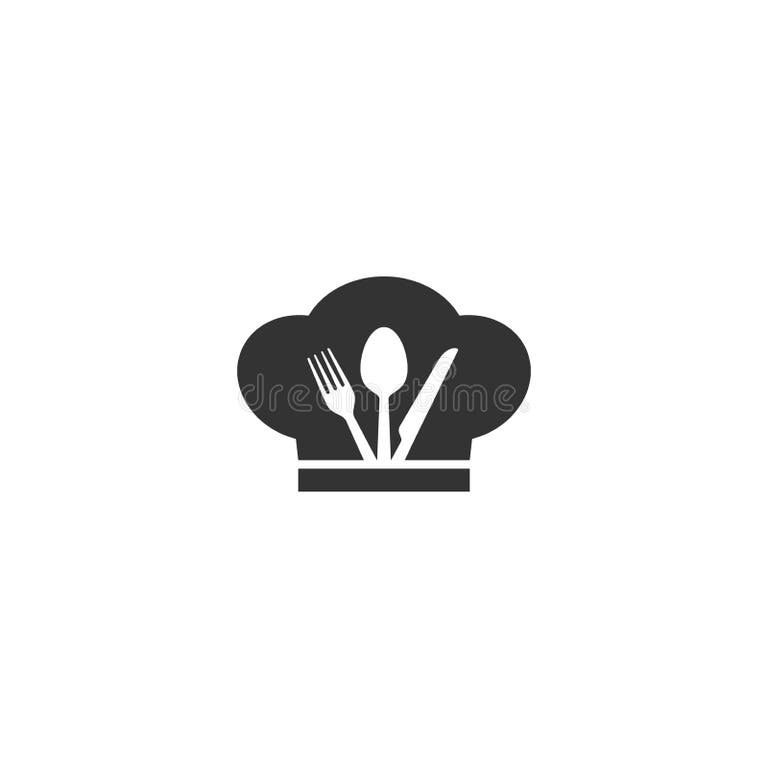 Chef`s Cap with Fork, Spoon and Knife Cooking Concept Vector Monogram ...