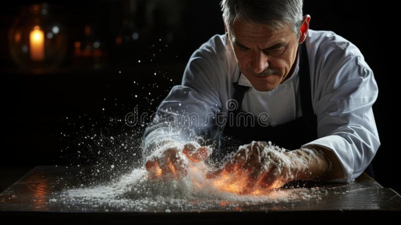 Chef S Flour Explosion, a Dramatic Culinary Moment Stock Illustration ...