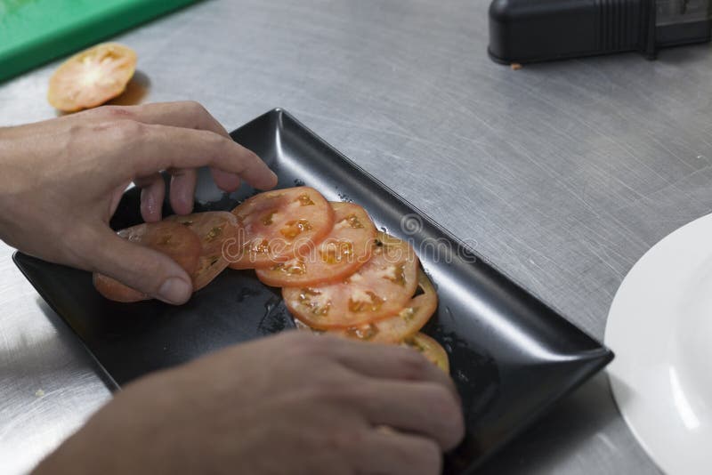 Chef Plating Up Seafood Pasta Stock Image - Image of cooked, hand: 39089807