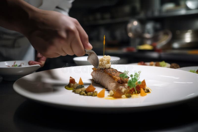 Chef S Hands Arrange Dishes in the Kitchen Stock Illustration ...