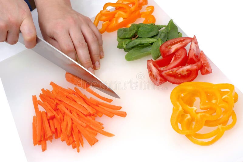 Chef S Hands Cutting Vegetables Stock Image - Image of eating, cook ...