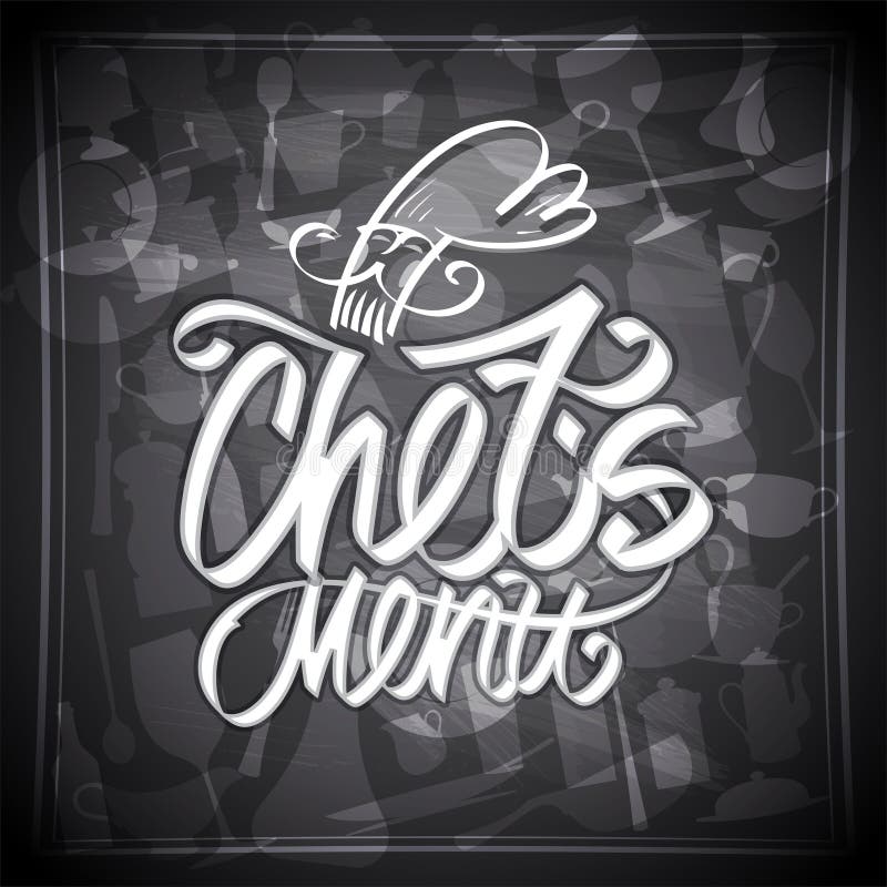 Chef S Menu Chalkboard Template, Cook Logo Symbol and Utensil Backdrop ...