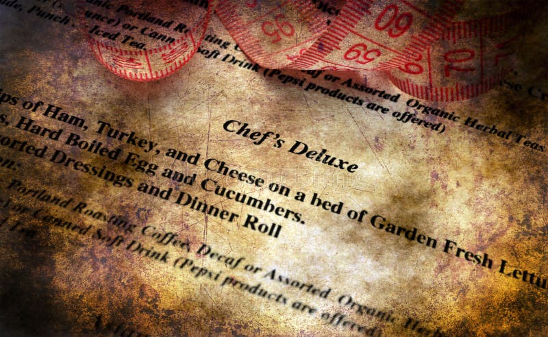 Chef`s menu grunge concept stock photo. Image of cuisine - 152228516