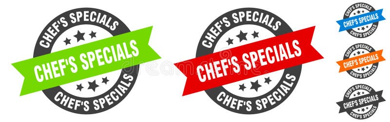 Chef S Specials Stamp. Chef S Specials Round Ribbon Sticker. Tag Stock ...