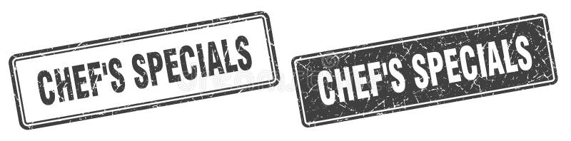 Chef`s Specials Stamp Set. Chef`s Specials Square Grunge Sign Stock ...