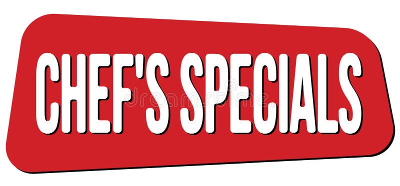 CHEF`S SPECIALS Text on Red Trapeze Stamp Sign Stock Illustration ...