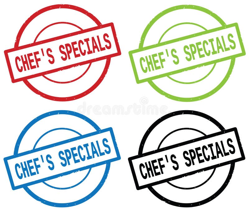 CHEF`S SPECIALS Text, on Round Simple Stamp Sign. Stock Illustration ...