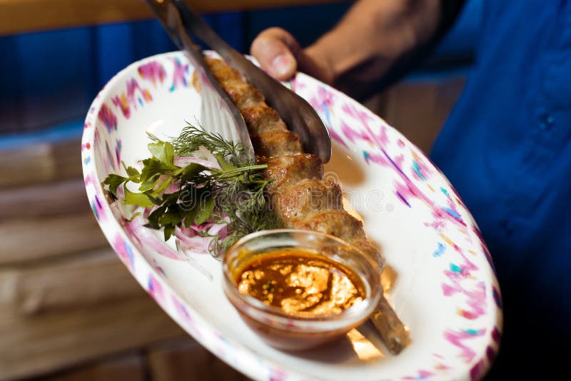 Chef S Specialty Presented in Restaurant on Served Table Stock Photo ...