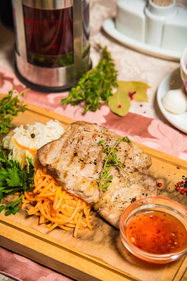 Chef S Specialty Presented in Restaurant on Served Table Stock Photo ...