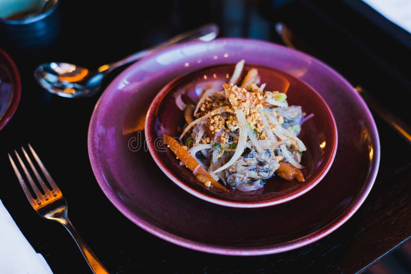 Chef S Specialty Presented in Restaurant on Served Table Stock Image ...