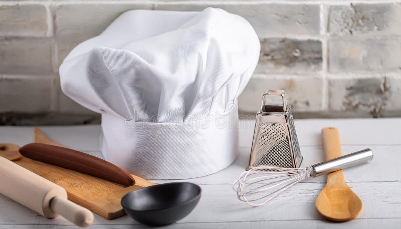 Chef S Tools. a Chef S Toque with Various Cooking Utensils Stock ...