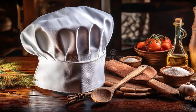 Chef S Tools. a Chef S Toque with Various Cooking Utensils Stock ...