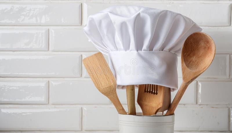 Chef S Tools. a Chef S Toque with Various Cooking Utensils Stock ...